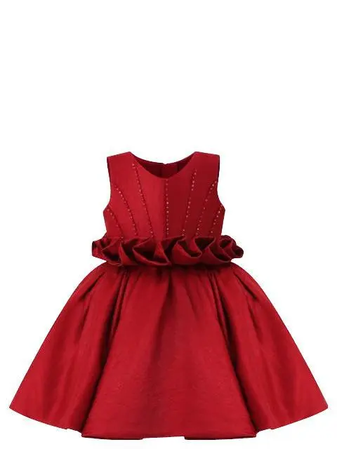 TULLEEN Harmony Ruffle Waist Formal Dress - Red
