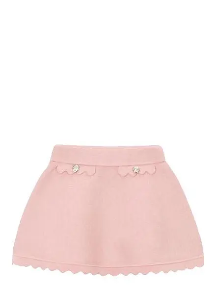 MAYORAL Knitted A-line Skirt With Scalloped Hem - Pink