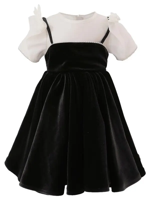 TULLEEN Velvet Bow Dress - Black