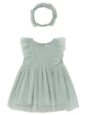 MAYORAL Dress With Matching Headband - Green