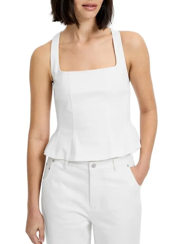 French Connection Inez Stretch Cotton Twill Peplum Top - Summer White