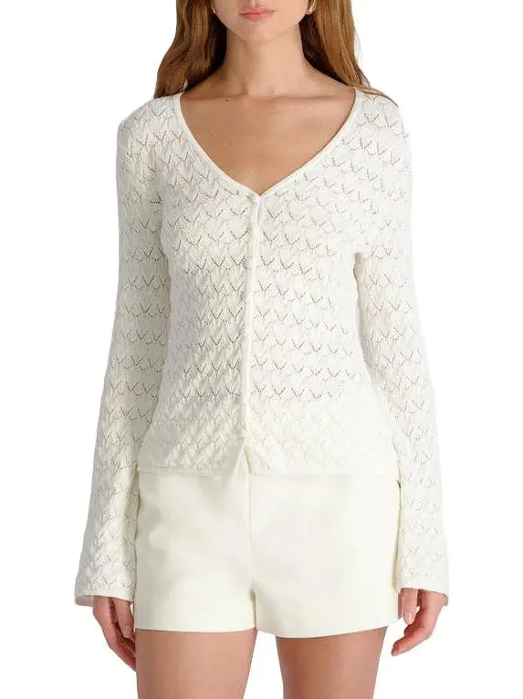 French Connection Mozart Heartleaf Pointelle Cotton Cardigan - Summer White