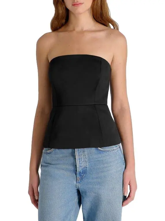 French Connection York Strapless Peplum Top - Black