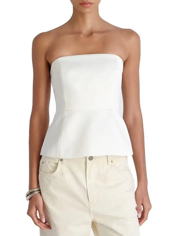 French Connection York Strapless Peplum Top - Summer White