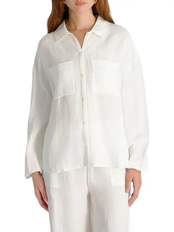 French Connection Cooper Linen Blouson Sleeve Top - Summer White