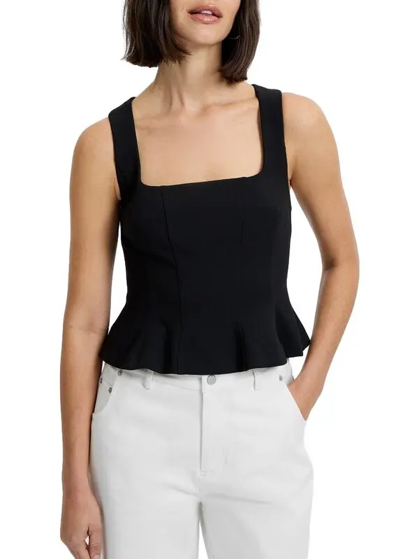 French Connection Azra Peplum Twill Tank - Black