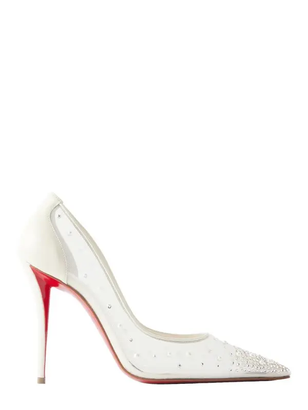 CHRISTIAN LOUBOUTIN Miss Z Degrastrass Perla 100 Embellished Pumps - White