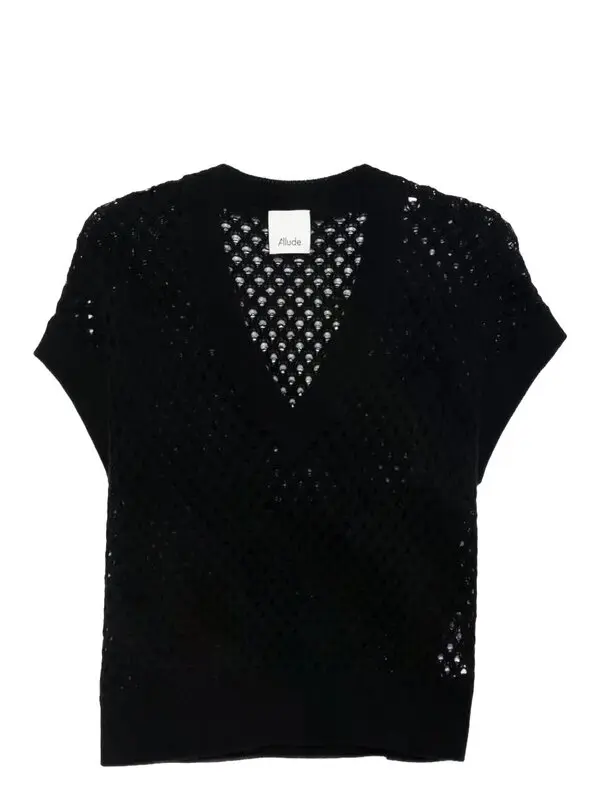ALLUDE V-neck Knitted Top - Blue