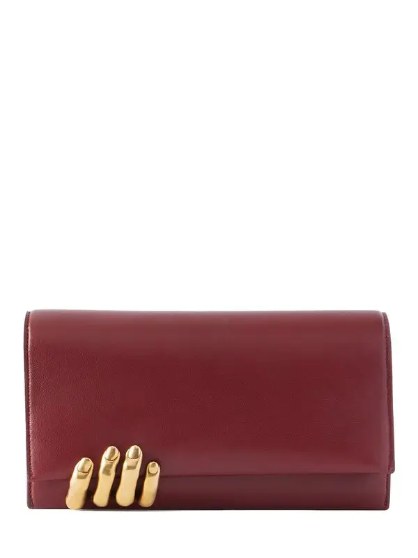 Khaite Embellished Textured-leather Clutch - Burgundy