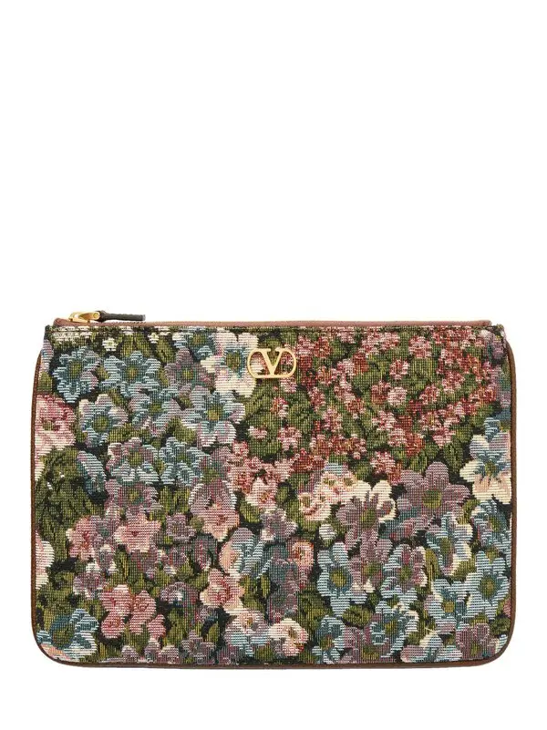 Valentino Garavani Vlogo Floral-jacquard Canvas Clutch - Multi