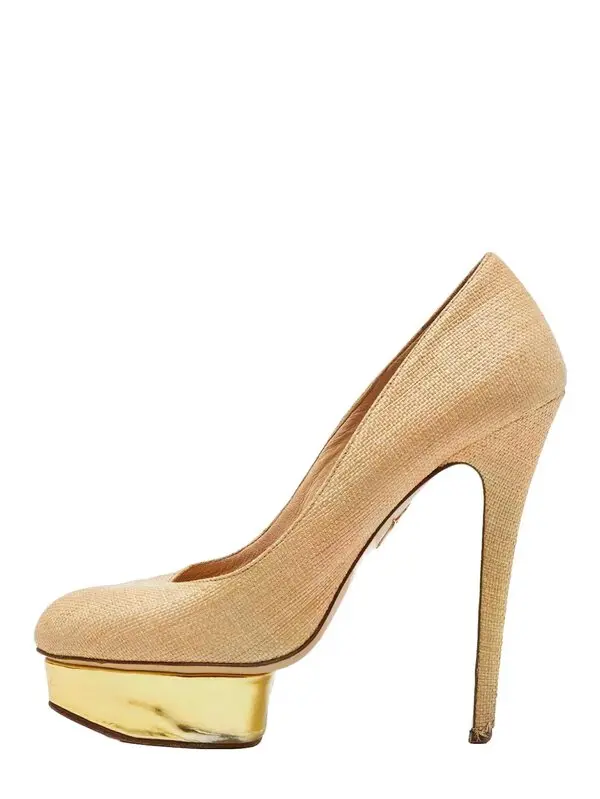 CHARLOTTE OLYMPIA Beige Woven Raffia Platform Stiletto Pumps - Neutrals
