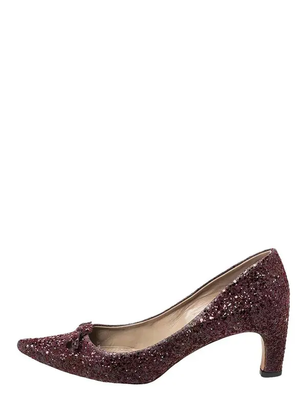 Marc Jacobs Burgundy Glitter Leather Pumps - Red