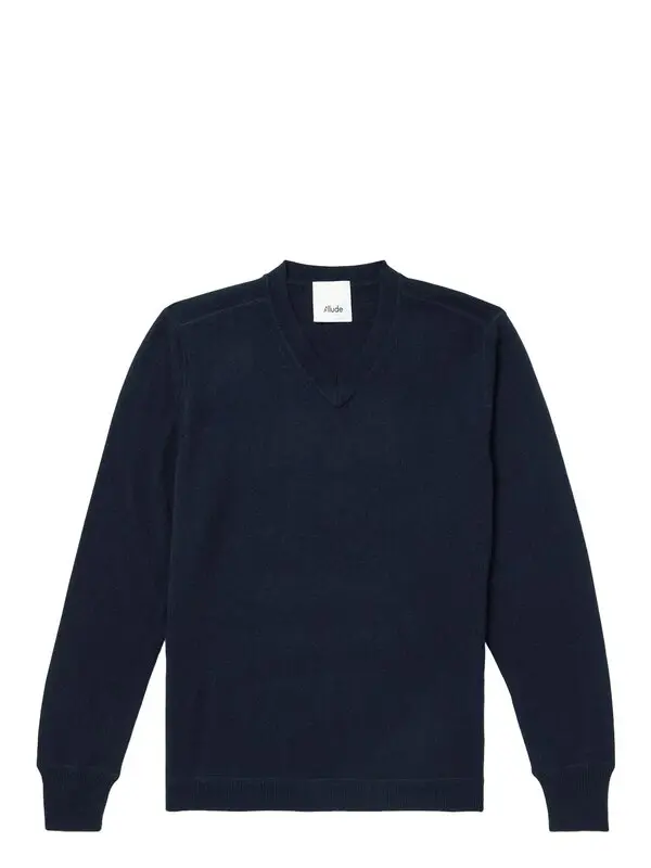 ALLUDE Cashmere V-neck Sweater - Blue