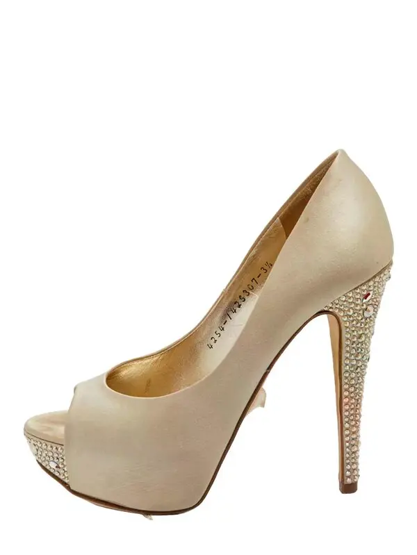 GINA 125mm Crystal-embellished Open-toe Pumps - Neutrals