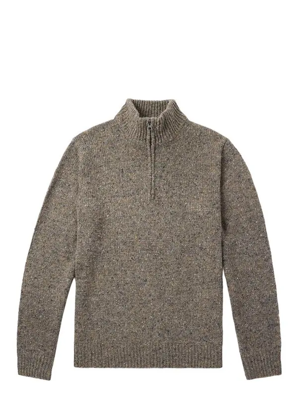 Hartford Trucker Wool-blend Half-zip Sweater - Gray