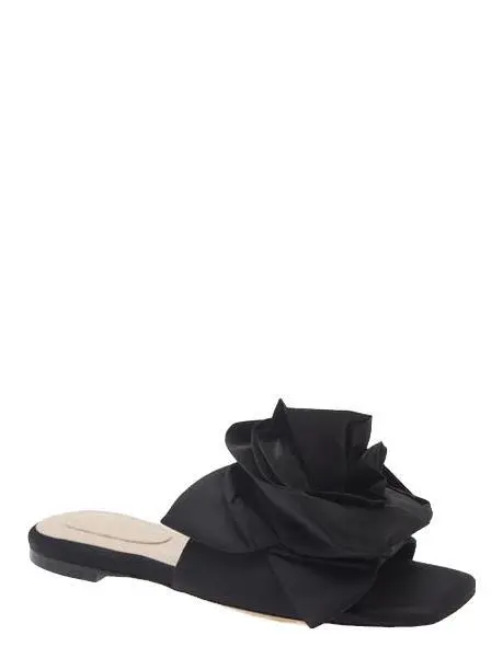 Simone Rocha Pressed Rosette Slide Sandal - Black/black