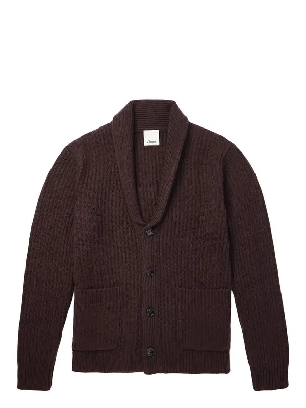 ALLUDE Shawl-collar Wool And Cashmere-blend Cardigan - Brown