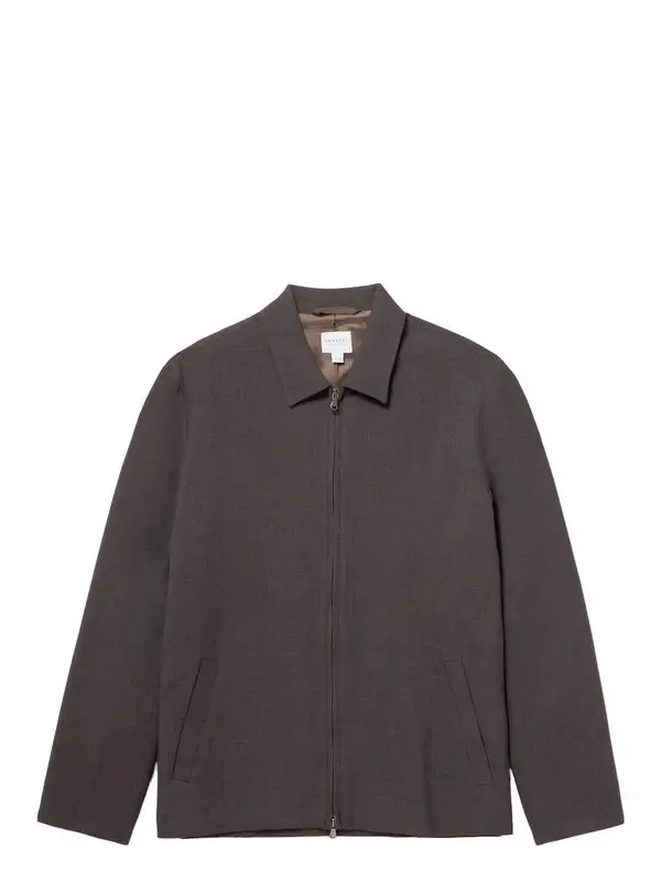 Sunspel Textured Wool-blend Harrington Jacket - Brown