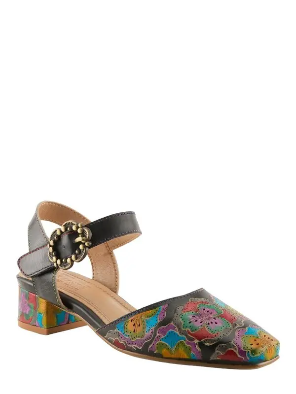 SPRING STEP SHOES Ankle Strap Pump - Black Multi