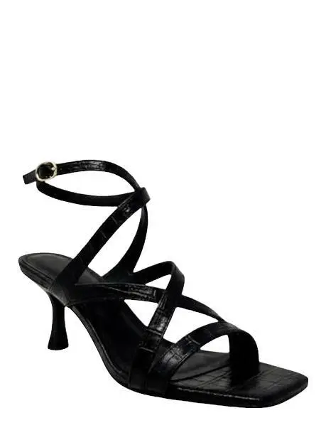 SHU SHOP Gilda Ankle Strap Sandal - Black Croco