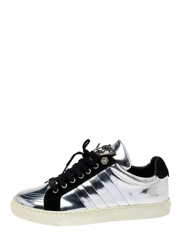 Philipp Plein Metallic-effect Panelled Sneakers - Silver