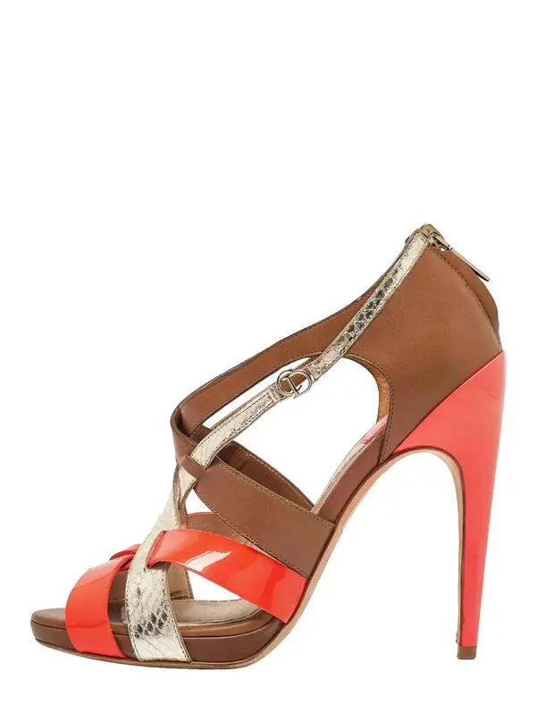 Dior 10mm Leather Strappy Sandals - Brown