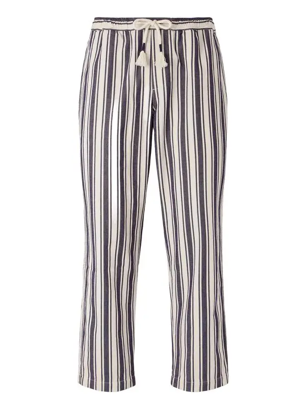 Orlebar Brown Cropped Striped Cotton-canvas Trousers - Neutrals