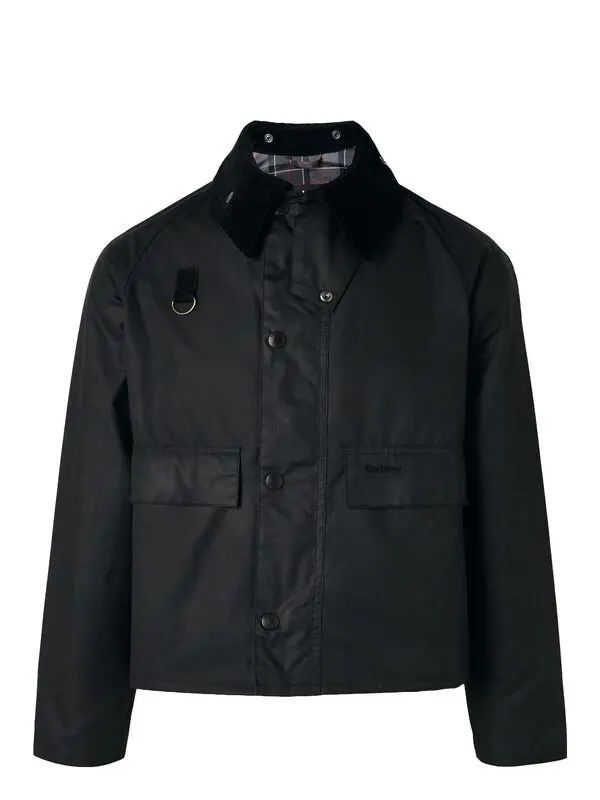 Barbour Spey Corduroy-trimmed Waxed-cotton Jacket - Black