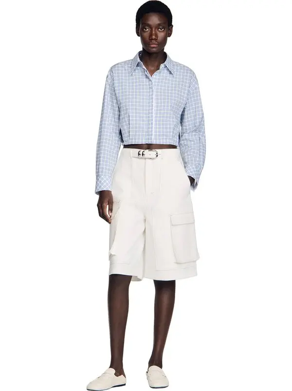 Sandro Wide-leg Cotton Bermuda Shorts - White
