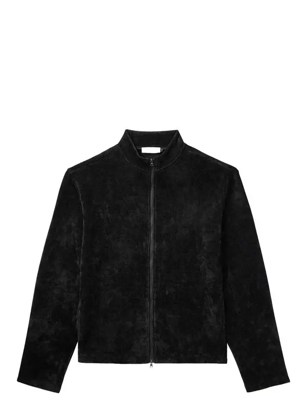 AMOMENTO Velvet Zip-up Jacket - Black