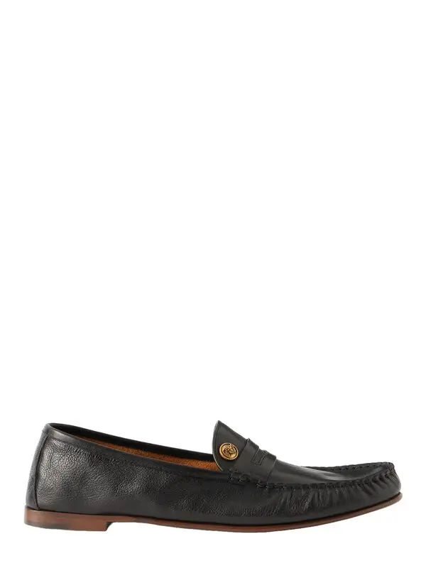 Versace Logo-embellished Leather Penny Loafers - Black