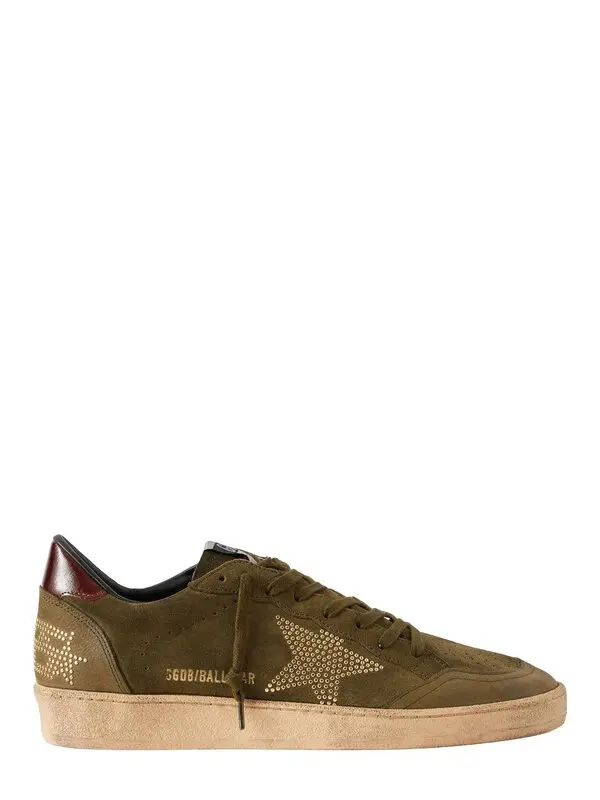 GOLDEN GOOSE Ball Star Distressed Suede Sneakers - Green