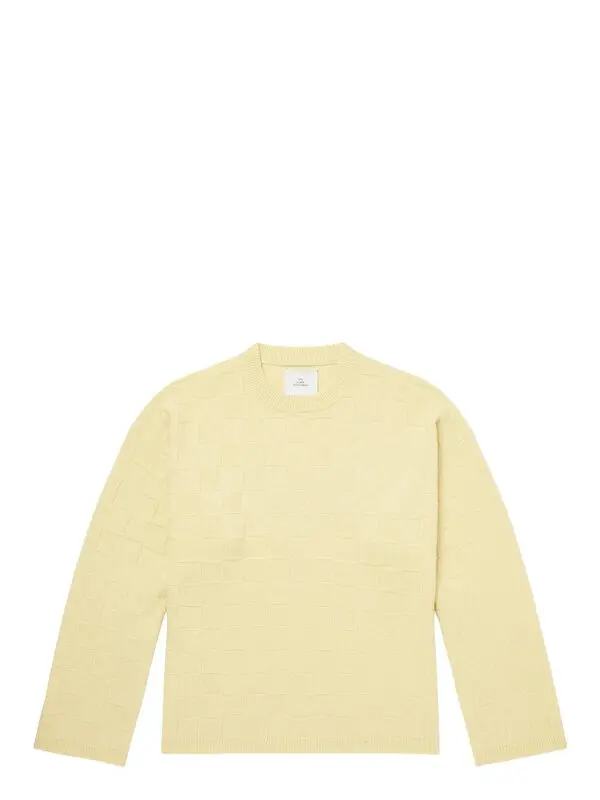 THE ELDER STATESMAN Culver Checked Cashmere Sweater - Yellow