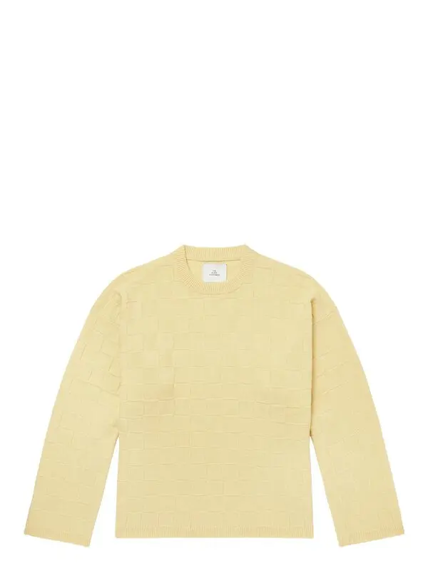 THE ELDER STATESMAN Culver Checked Cashmere Sweater - Yellow