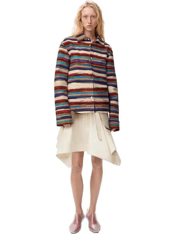 Loewe Cargo Skirt In Cotton And Silk - Ivory
