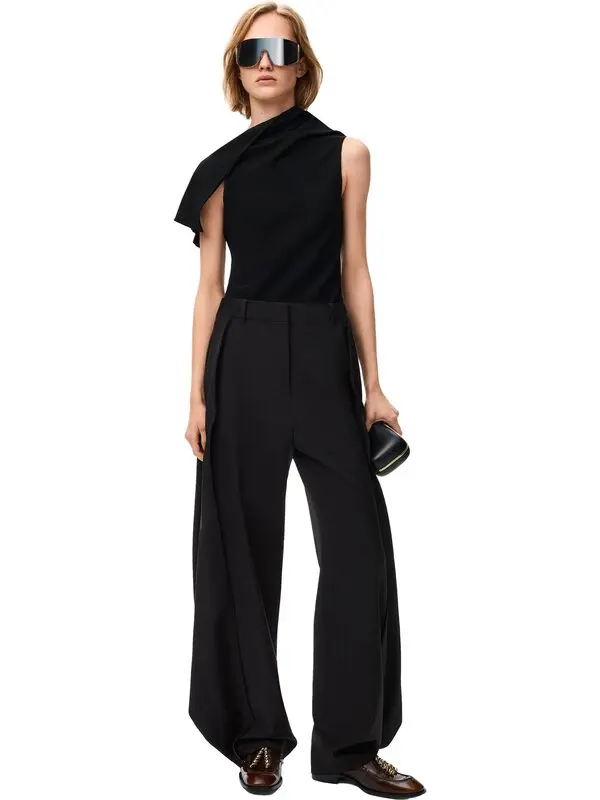 Loewe Wide-leg Wool Trousers - Black