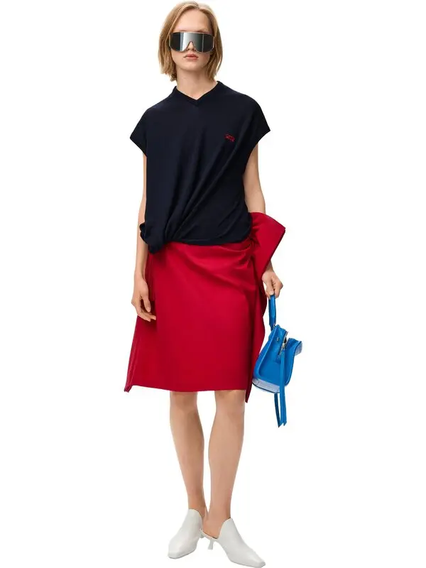 Loewe Cotton And Silk Gabardine Skirt - Red