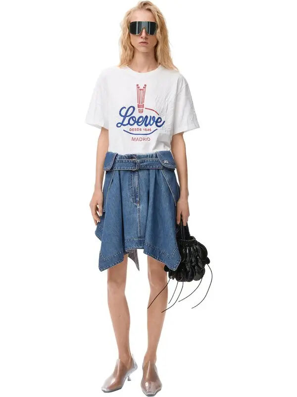 Loewe Cargo Skirt In Denim - Light Blue