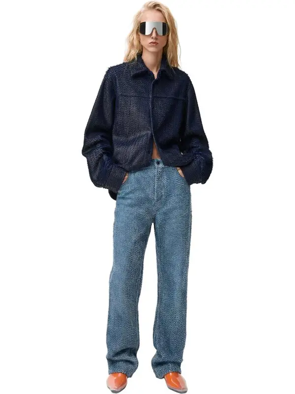 Loewe Overshirt In Nappa Lambskin - Dark Blue