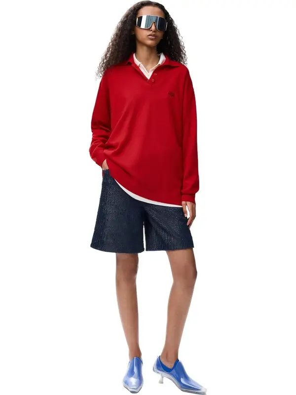 Loewe Polo Sweater In Cashmere And Silk Blend - Red