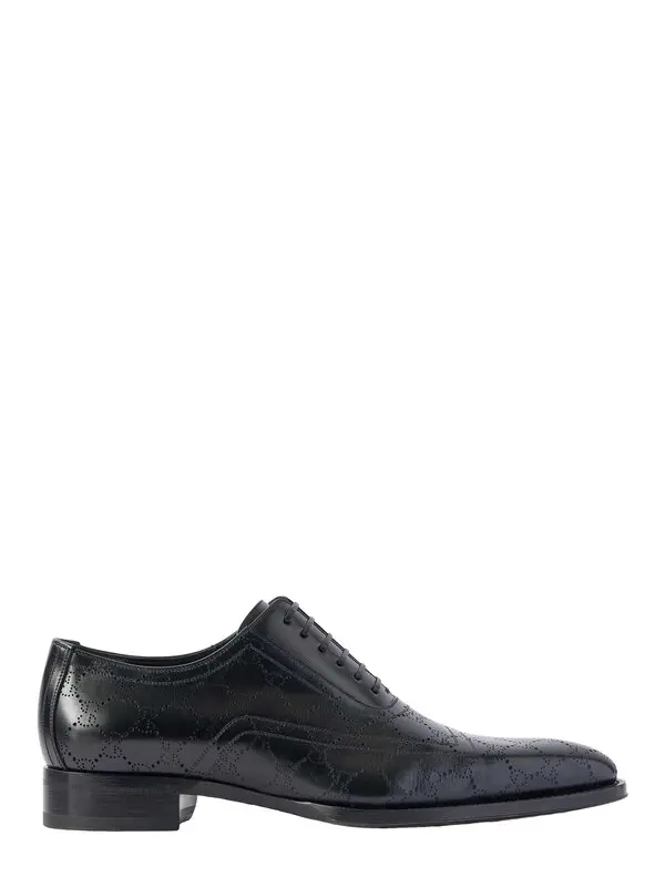 Gucci Laser-cut Leather Oxford Shoes - Black