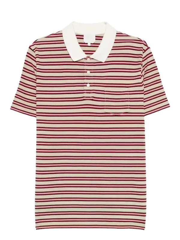 A.p.c. Striped Chest-pocket Polo Shirt - Neutrals