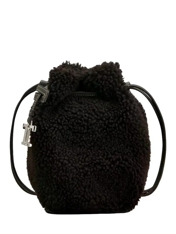 TOD'S Shearling Bucket Bag - Brown