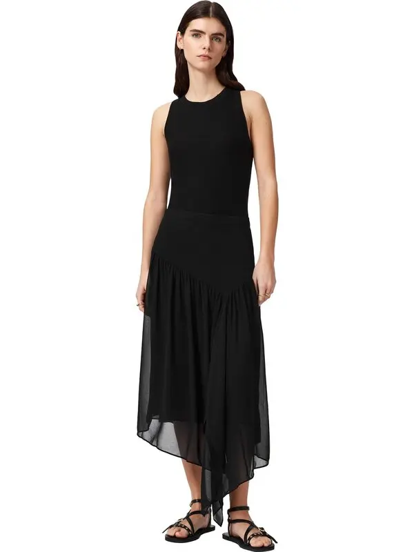 ALLSAINTS Cyra Asymmetric Maxi Skirt - Black