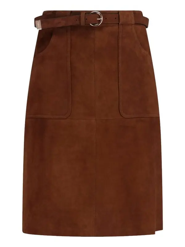 Max Mara Suede Midi Skirt - Brown