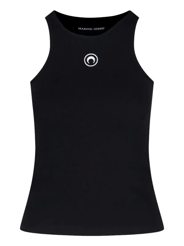 MARINE SERRE Ribbed Tank Top "moon - Black