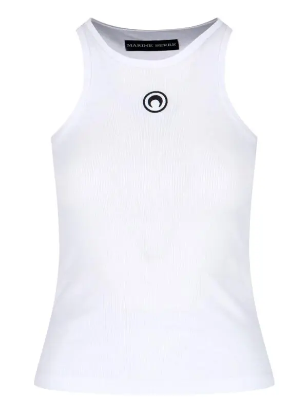 MARINE SERRE Ribbed Tank Top - White