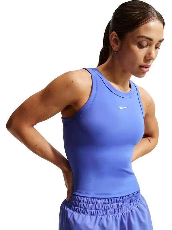 Nike One Fitted Dri-fit Cropped Tank Top - Blue