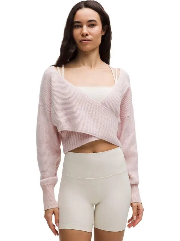 Lululemon Brushed Cotton Reversible Crossover Sweater - Misty Pink