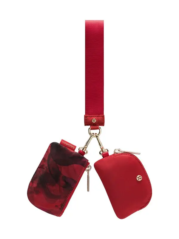 Lululemon Lunar New Year Dual Pouch Wristlet - Lunar Plumes Mini Red Multi/oxford Red